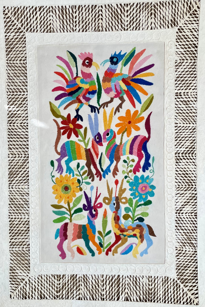 Papel Amate-with Otomi Embroidery- Vertically Oriented Wall Art 35" x ...